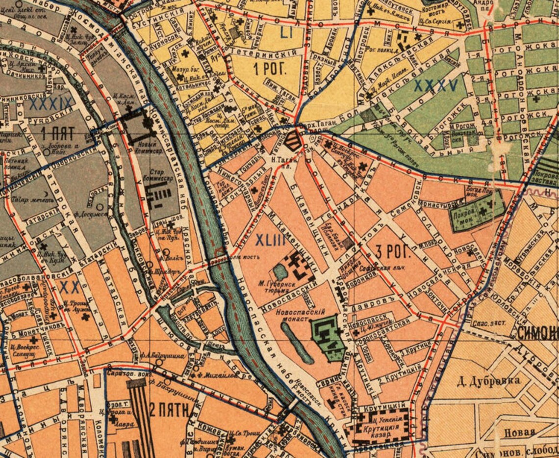 Old Map of Moscow Russia 1910 Vintage Map Vintage Poster - Etsy