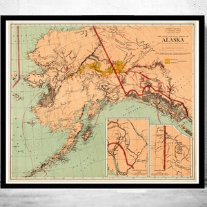 Old Map of Alaska 1898 Vintage Alaska Vintage Map Vintage Poster Wall ...