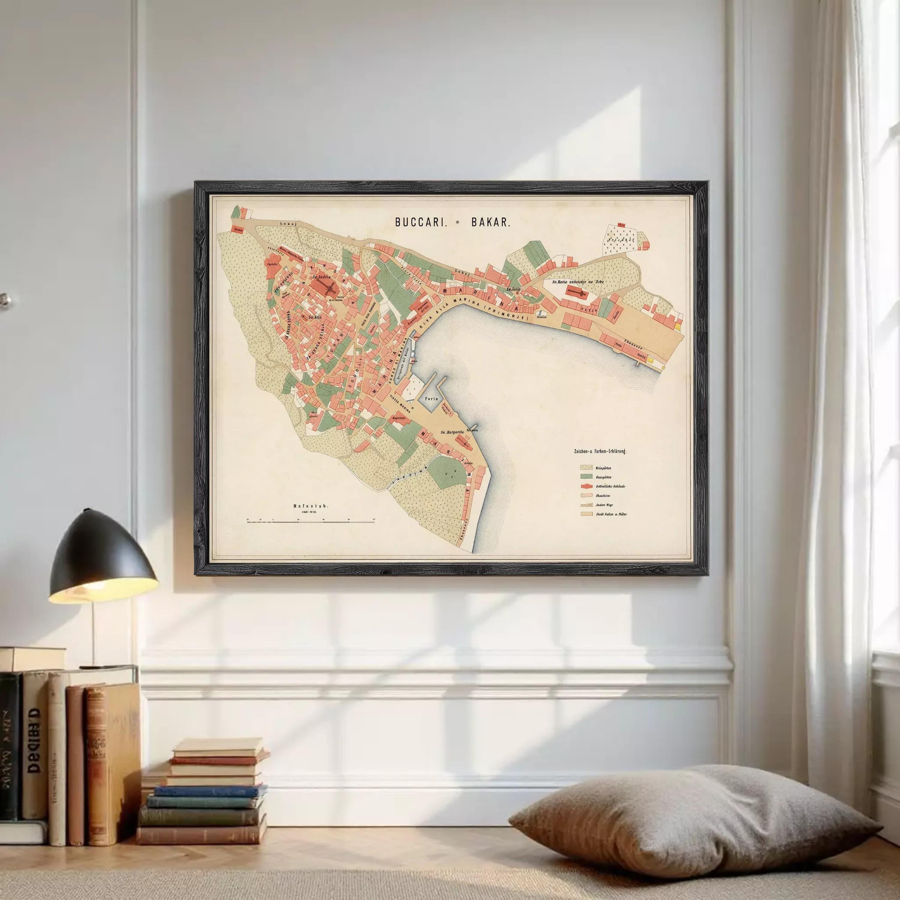 Old Map of Bakar 1861 Croatia Vintage Map | Wall Map Print - Etsy