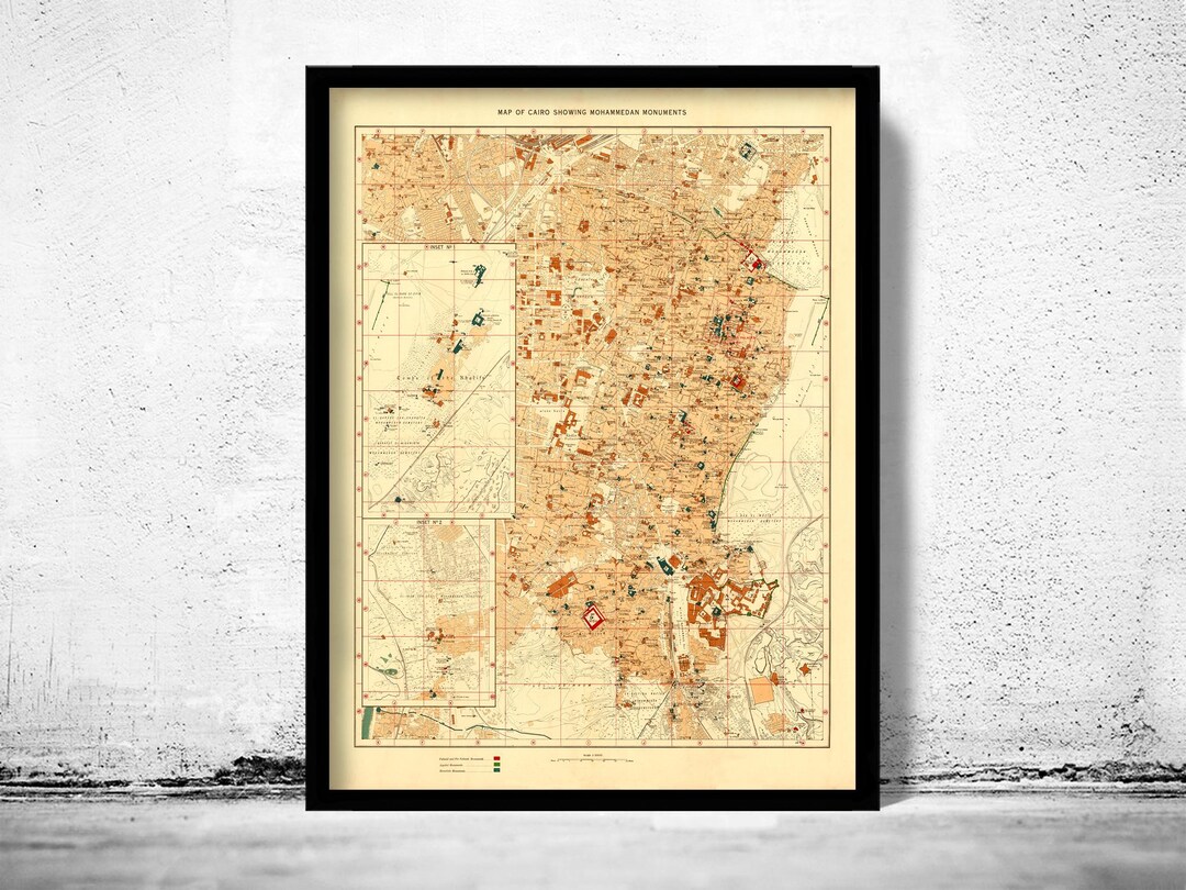 Old Map of Cairo 1951 Egypt Vintage Map Vintage Poster Wall Art Print ...