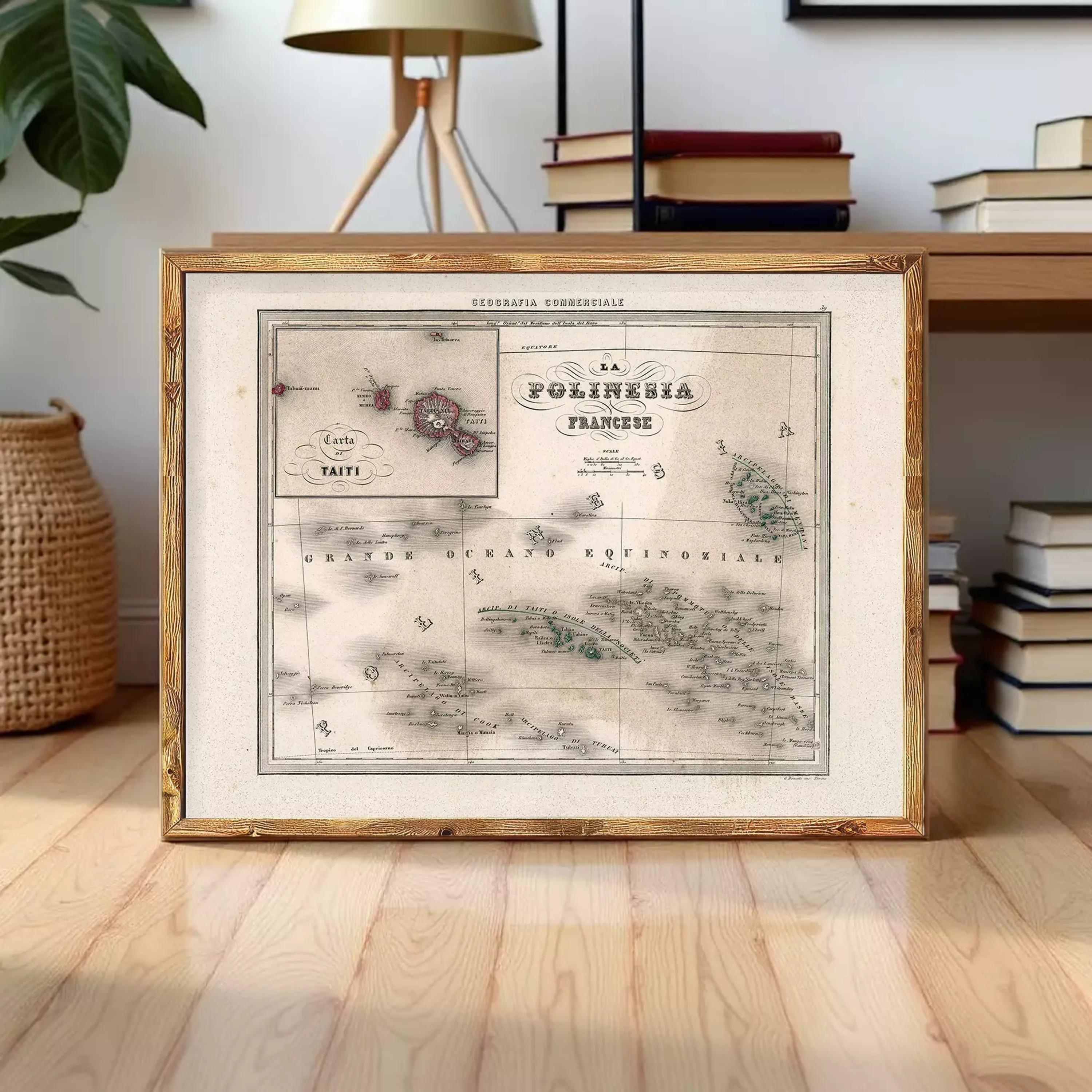 Old Map French Polynesia Vintage Map 1858 | Wall Map Print - Etsy