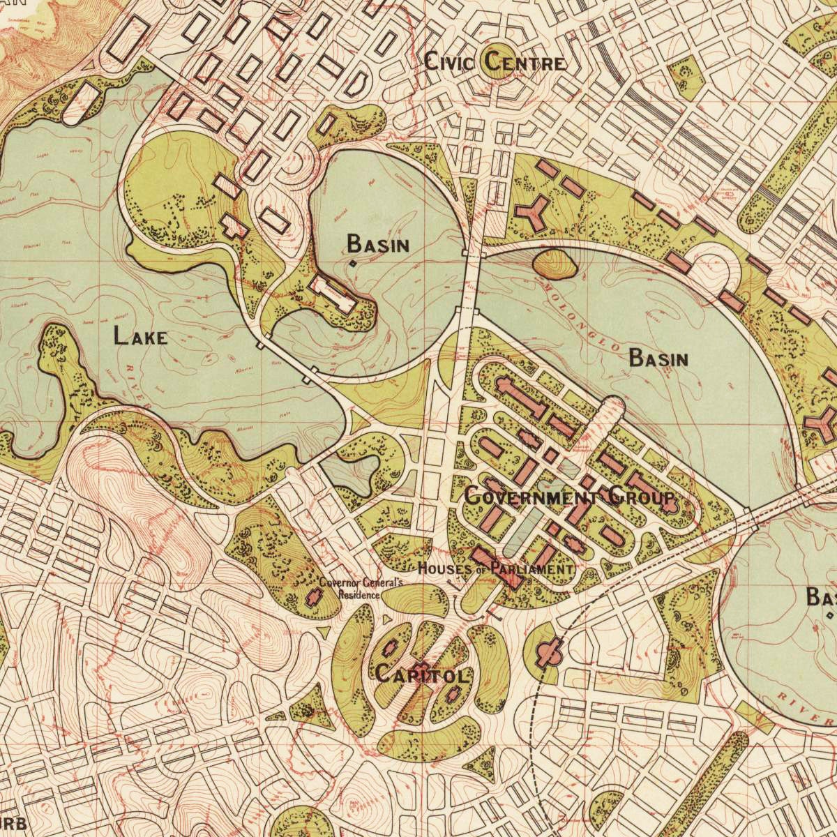 Old Map Of Canberra City Australia Oceania 1913 Vintage Map | Vintage ...