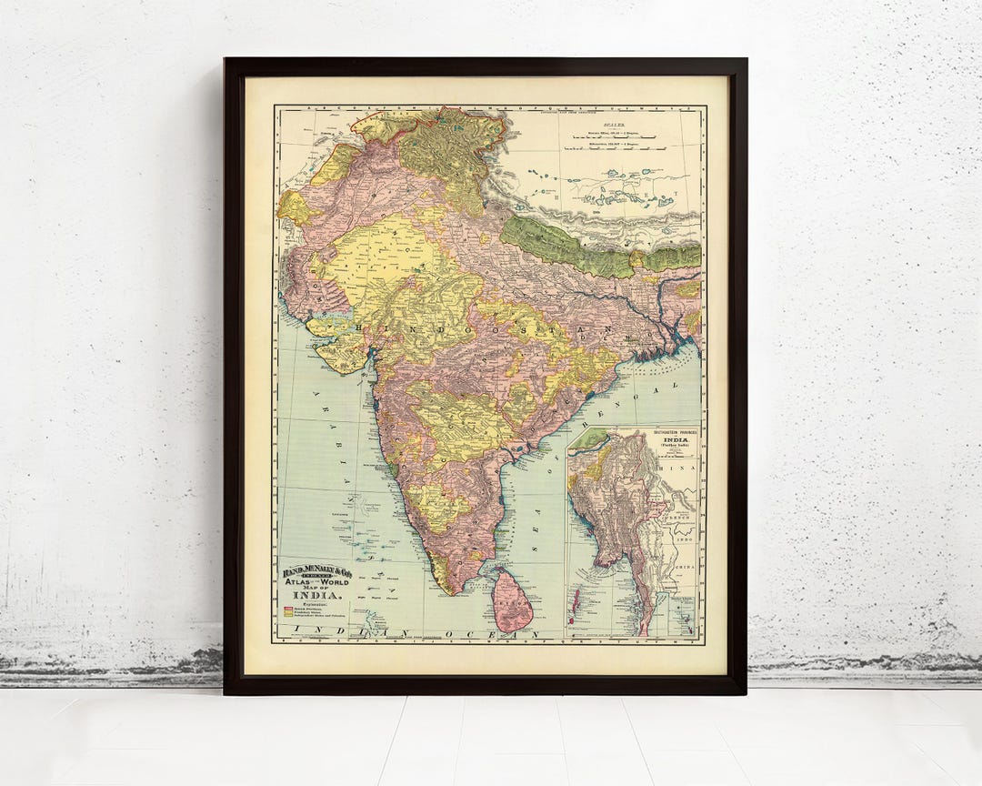 Old Map of India 1897 Vintage Map of India | Vintage Poster Wall Art ...