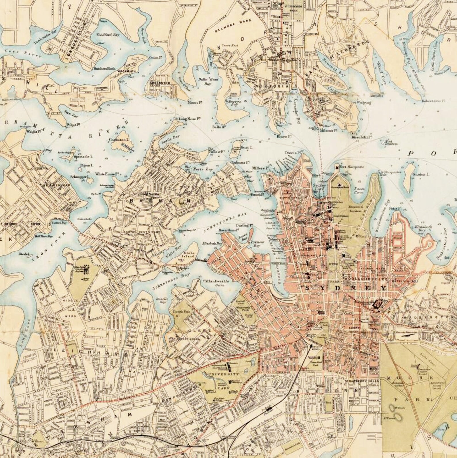Old Map of Sydney and Suburbs 1890 Vintage Map Vintage | Etsy