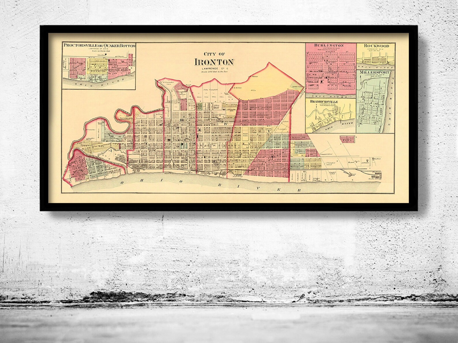 Old Map of Ironton Ohio 1877 Vintage Map Vintage Poster Wall - Etsy
