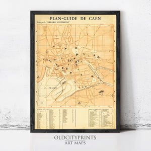 Old Map of Caen France 1930 Vintage Map | Wall Map Print - Etsy