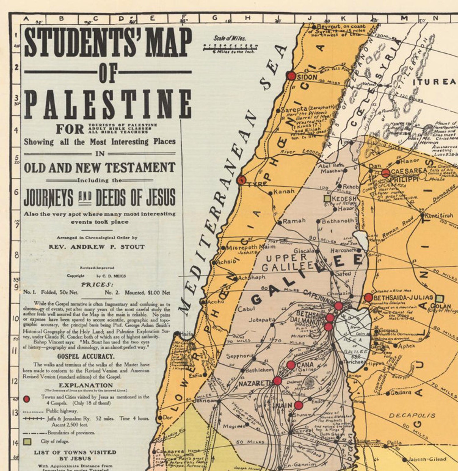 Old Map of Palestine Jesus 1905 Religious Vintage Map of | Etsy