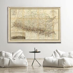 Old Map of Pyrenees Pirineus 1851 France Spain Vintage Map | Vintage ...