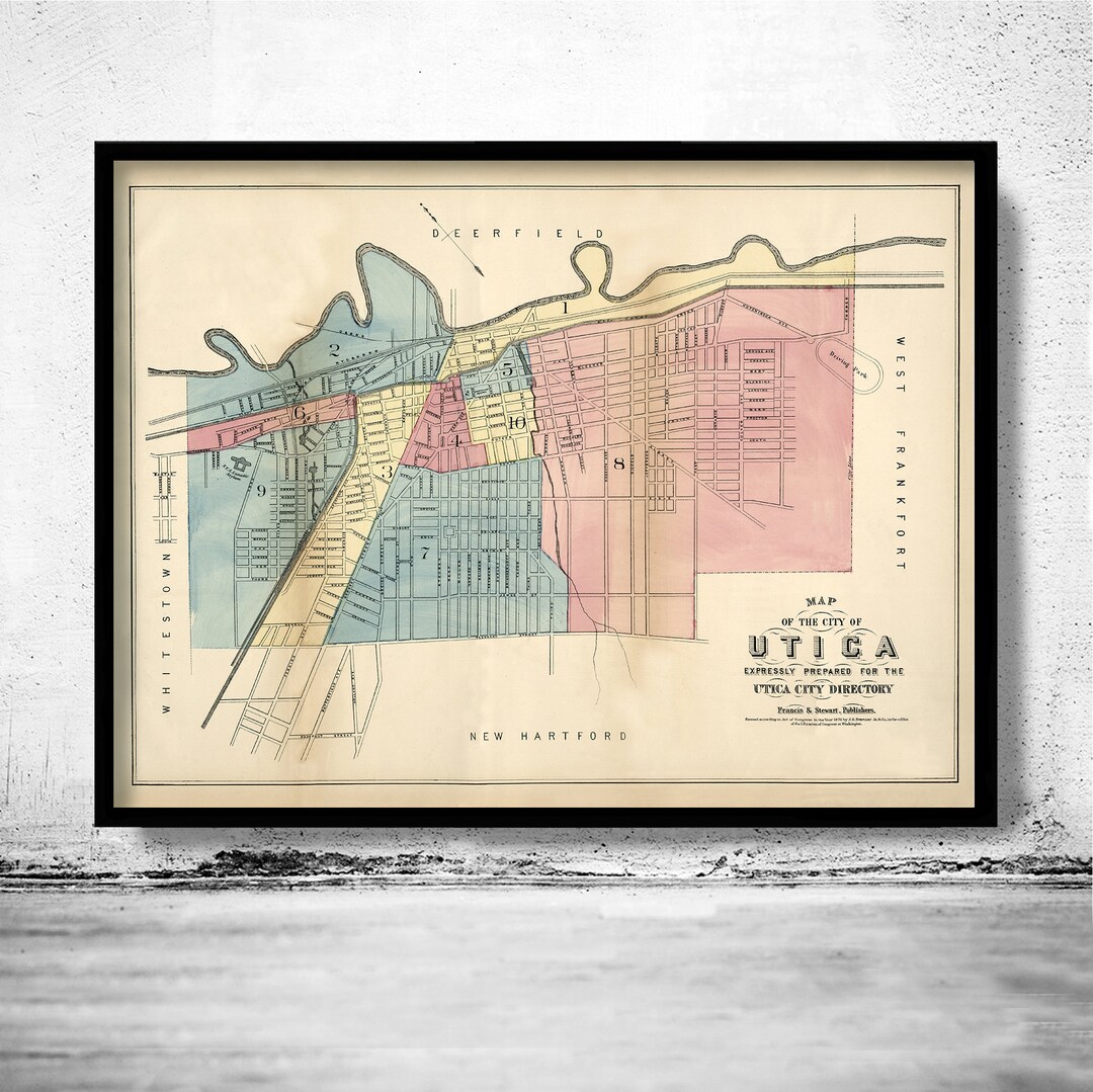 Old Map of Utica New York 1876 Vintage Map Vintage Poster Wall Art ...