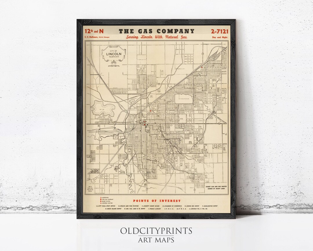 Vintage Map of Lincoln Nebraska 1929: Historic Wall Art Print - Etsy UK