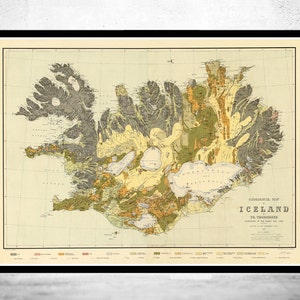 Old Map of Iceland Islandia 1898 Geological Map Vintage Map - Etsy