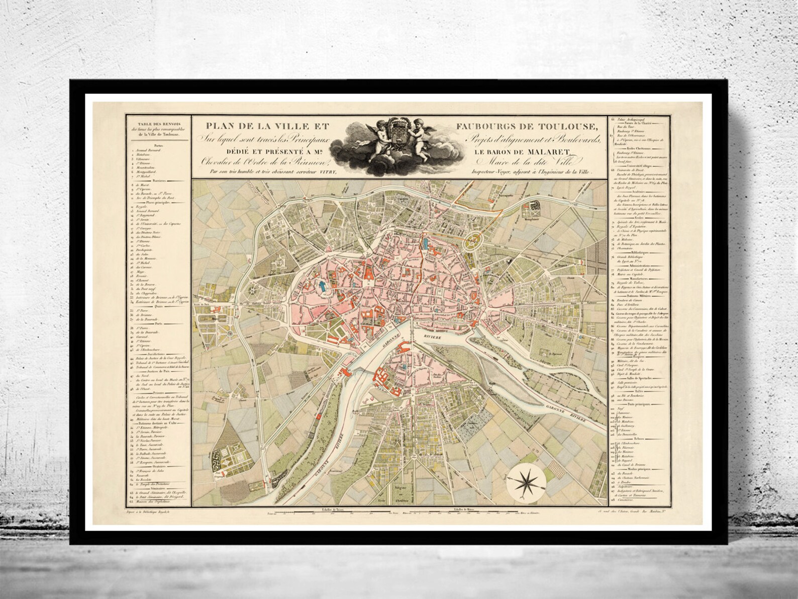 Old Map of Toulouse France 1850 Vintage Map Vintage Poster | Etsy