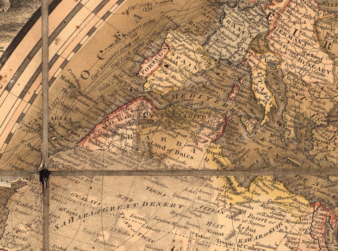 Old Map of the World 1819 World Wall Map Vintage Poster Wall - Etsy