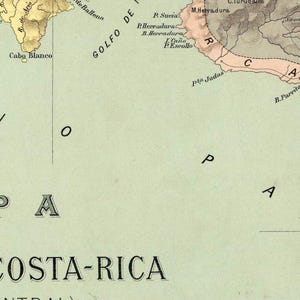 Old Map of Costa Rica 1889 Vintage Map | Vintage Map Wall Art Print ...