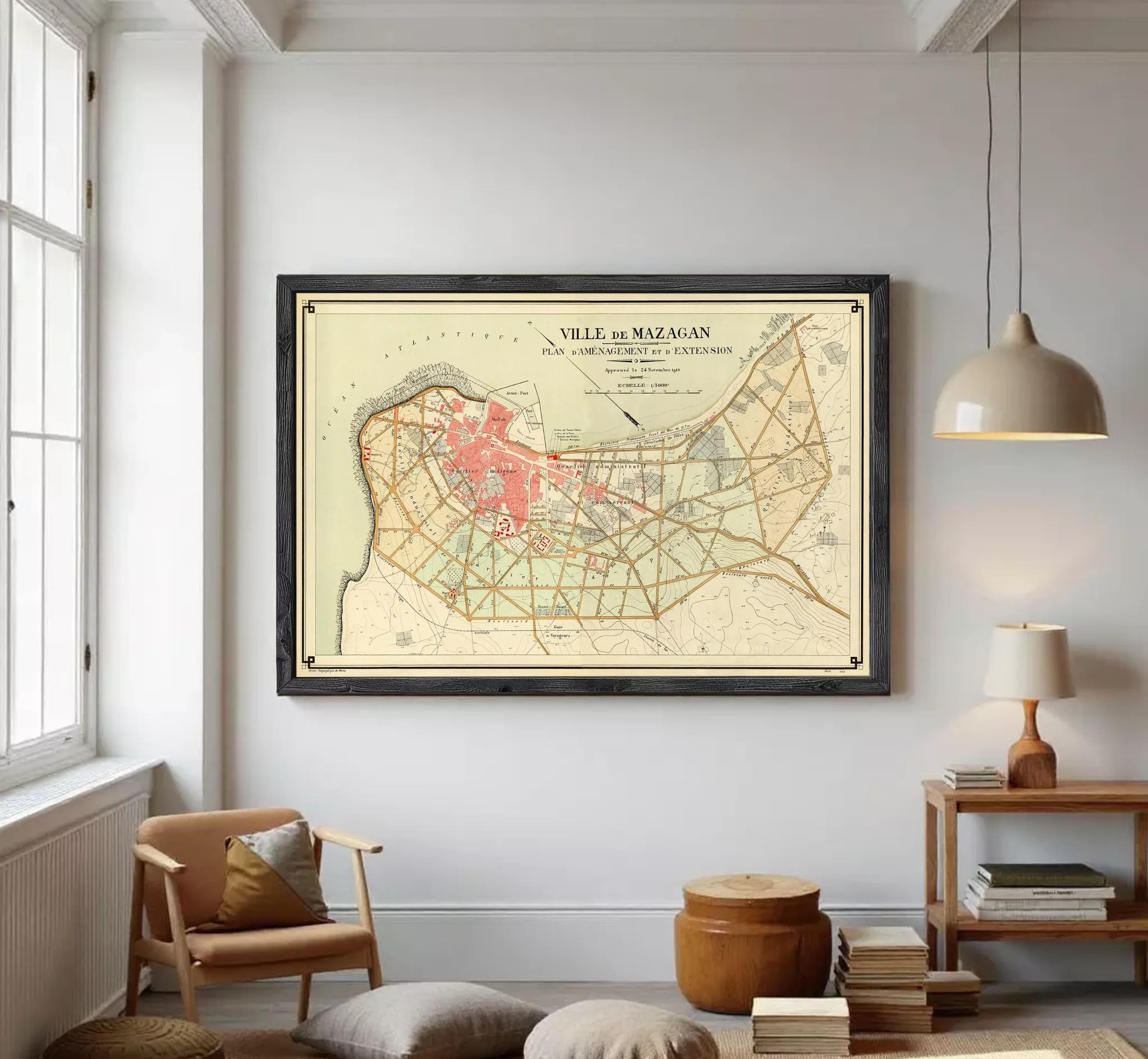 Old Map of Mazagan Morocco 1916 Vintage Map | Wall Map Print - Etsy