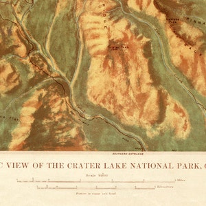 Panoramic View of the Crater Lake National Park Oregon 1915 United ...