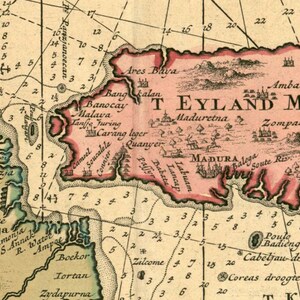 Old Map of Java and Madura Islands Indonesia 1730 Vintage Map | Vintage ...