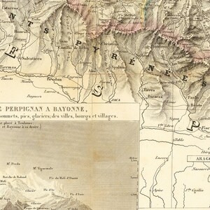 Old Map of Pyrenees Pirineus 1851 France Spain Vintage Map | Vintage ...
