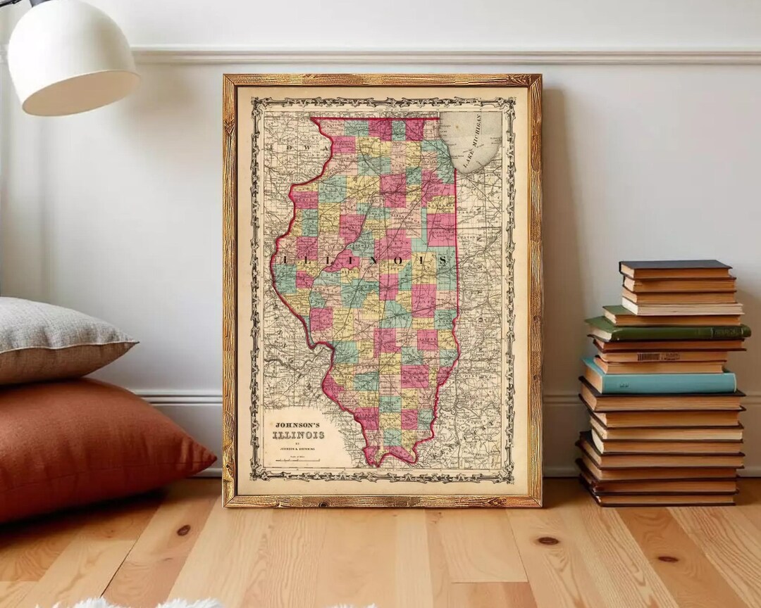 Old Map Illinois 1860 Vintage Map | Wall Map Print - Etsy