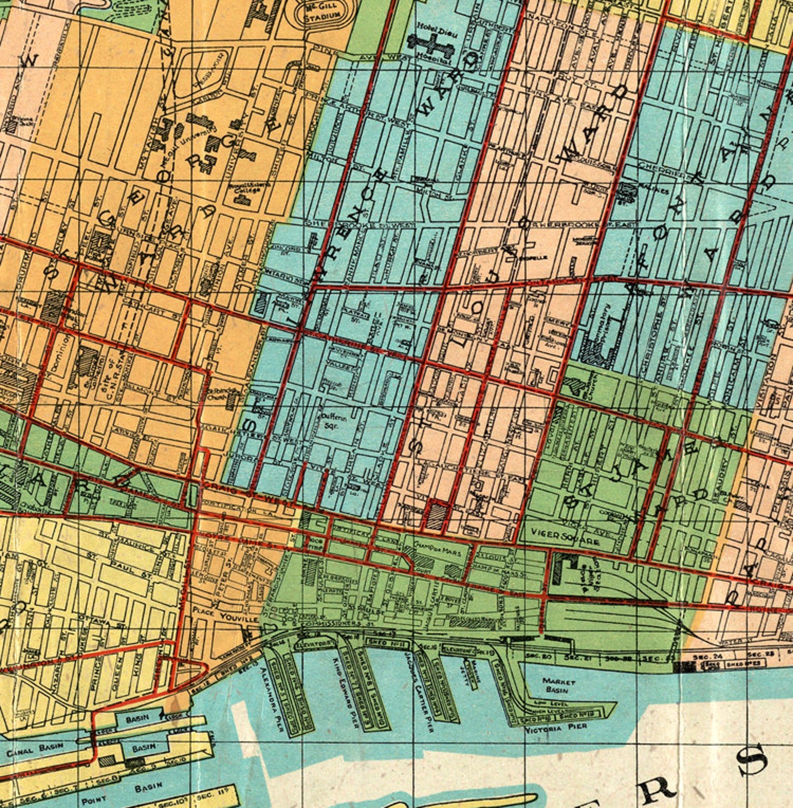 Old Map of Montreal Canada 1920 Vintage Montreal Map - Etsy Canada