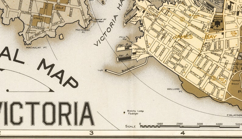 Old Map of Greater Victoria British Columbia Canada 1921 | Etsy