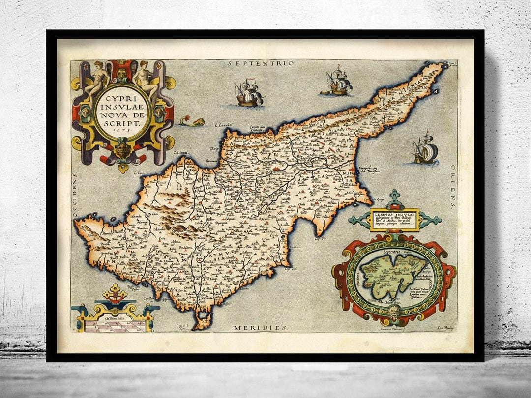 Old Map of Cyprus 1573 Vintage Map | Wall Map Print - Etsy UK