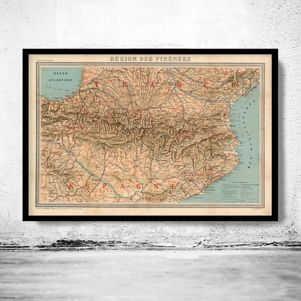 Pyrenees Map France - Etsy UK