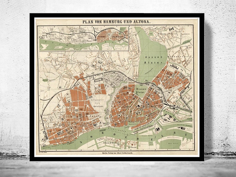 Old Map of Hamburg and Altona Germany 1880 Vintage Map - Etsy