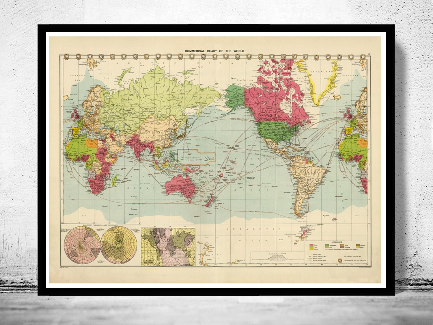 Old Map of the World in 1922 Vintage Map Vintage Poster Wall | Etsy