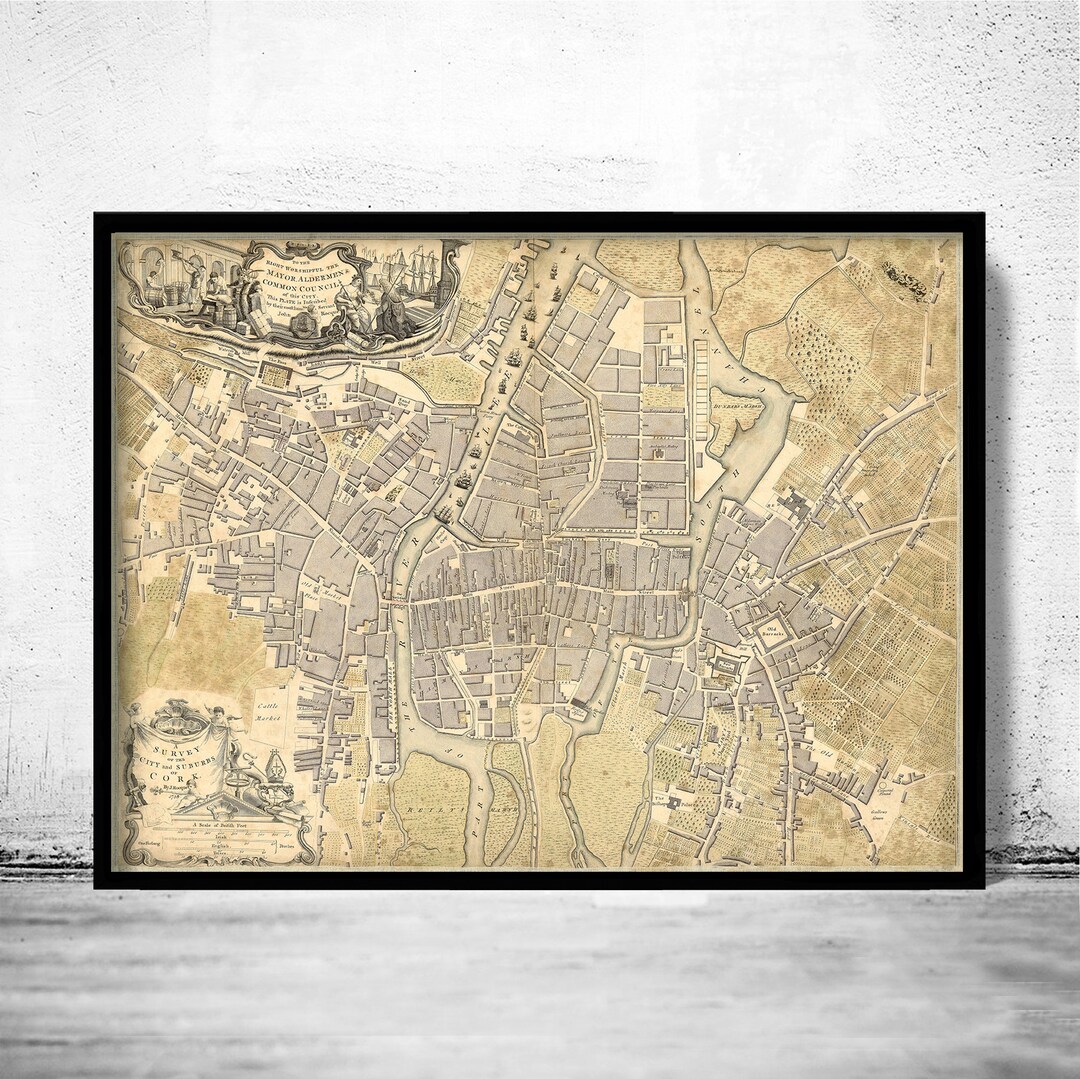 Old Map of Cork Ireland 1759 Old Map Cork Vintage Map Vintage Poster ...