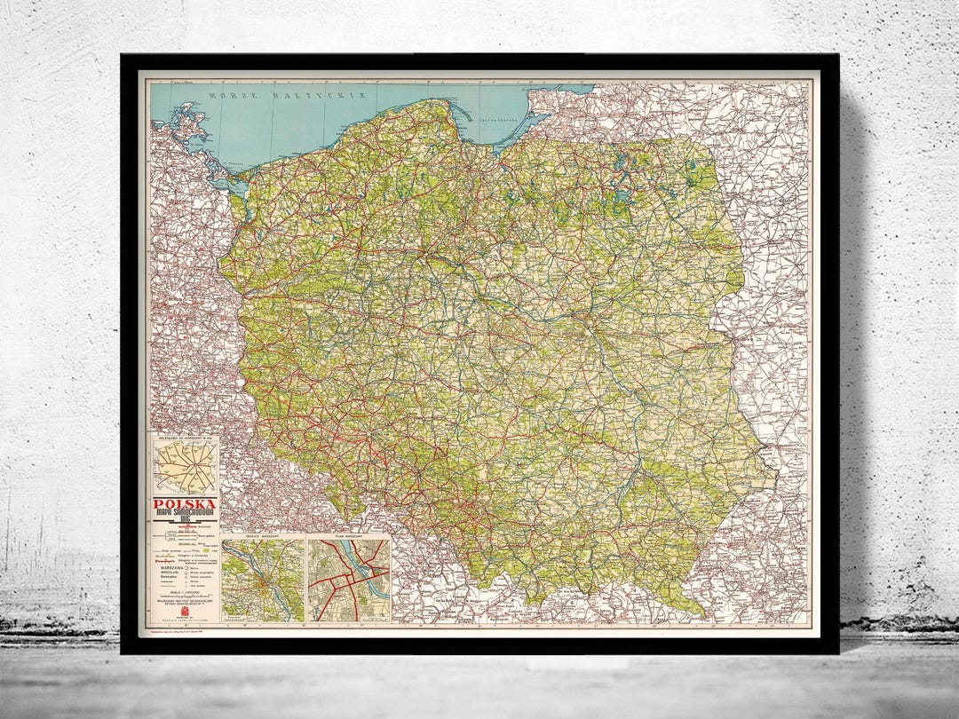 Old Map of Poland 1947 Vintage Map | Vintage Map Wall Art Print | Large ...