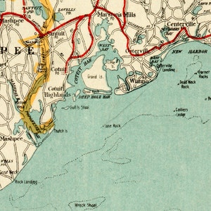 Old Map of Cape Cod 1917 Massachusetts Vintage Map Vintage Poster Wall ...