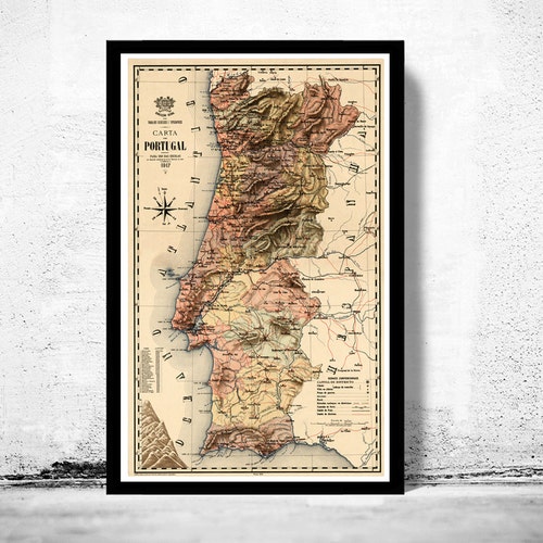 Old Map of Portugal Mapa De Portugal Portuguese Map Vintage - Etsy