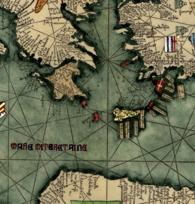 Medieval Catalan World Map 1375 Europe, Mediterranean Sea and Middle ...
