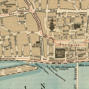 Old Map of Koln Cologne, Germany 1910 Vintage Poster Wall Art Print ...