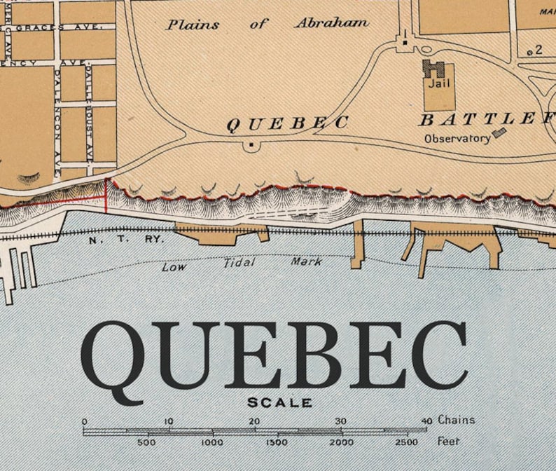 Old Map of Quebec City Canada 1915 Vintage Poster Wall Art - Etsy