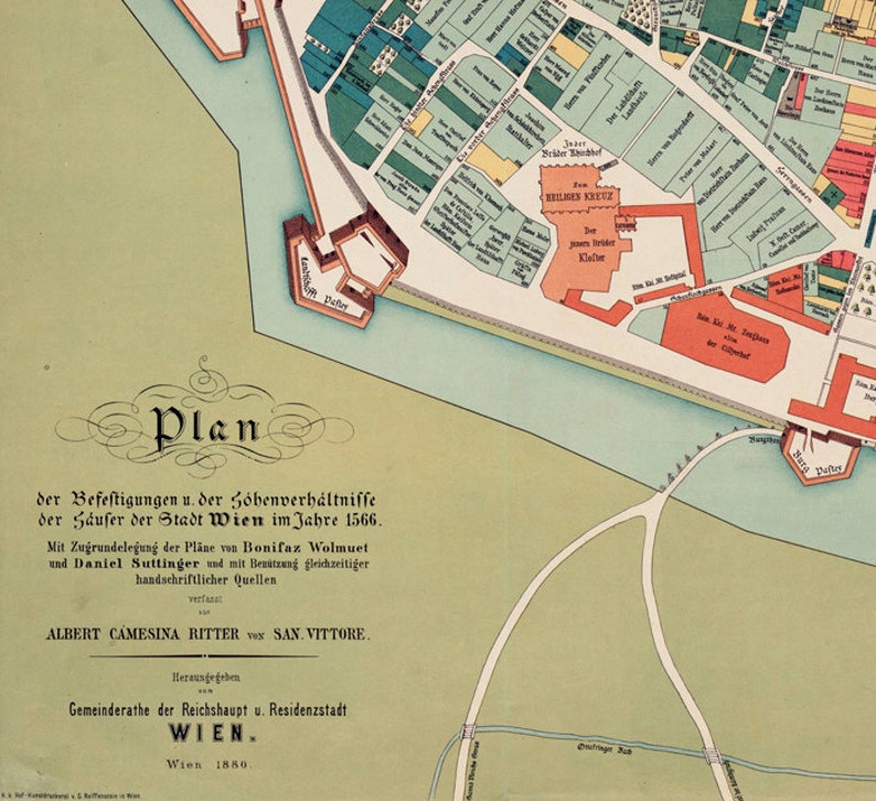 Old Map of Vienna Austria 1880 Wien Vintage Map Vintage - Etsy