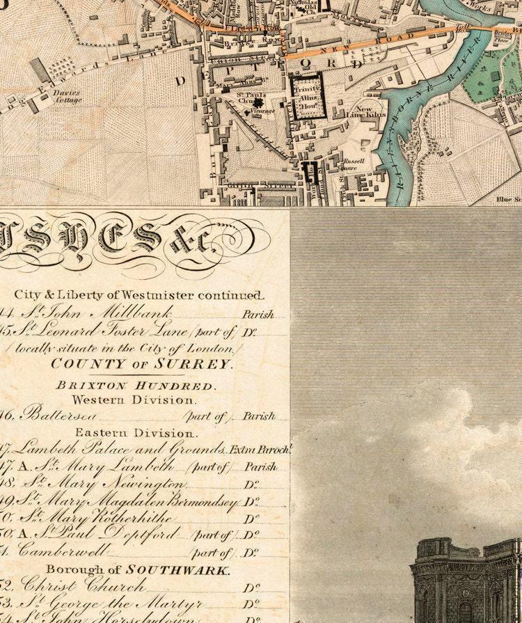 Victorian Old London Map 1830, England | Wall Map Print - Etsy