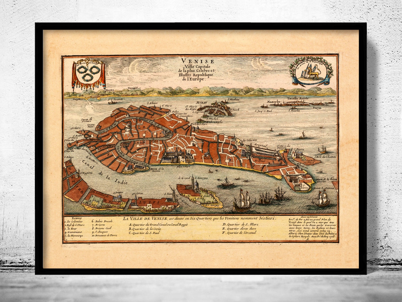 Old Map of Venice 1705 Vintage Map of Venice Vintage Poster - Etsy