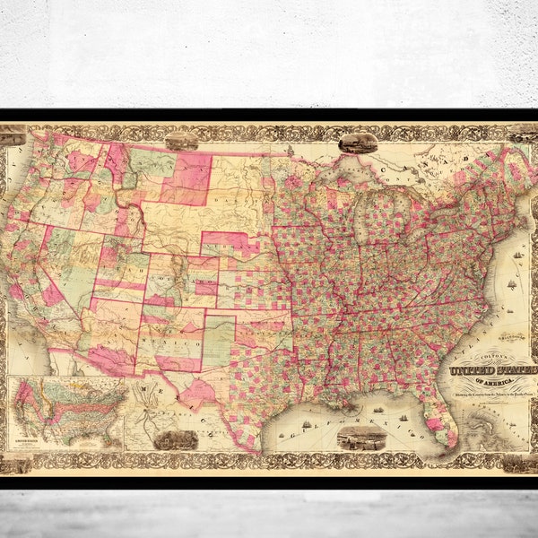 Vintage Usa Map - Etsy