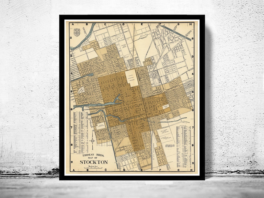 Old Map of Stockton California 1938 Vintage Map Vintage Poster Wall Art ...