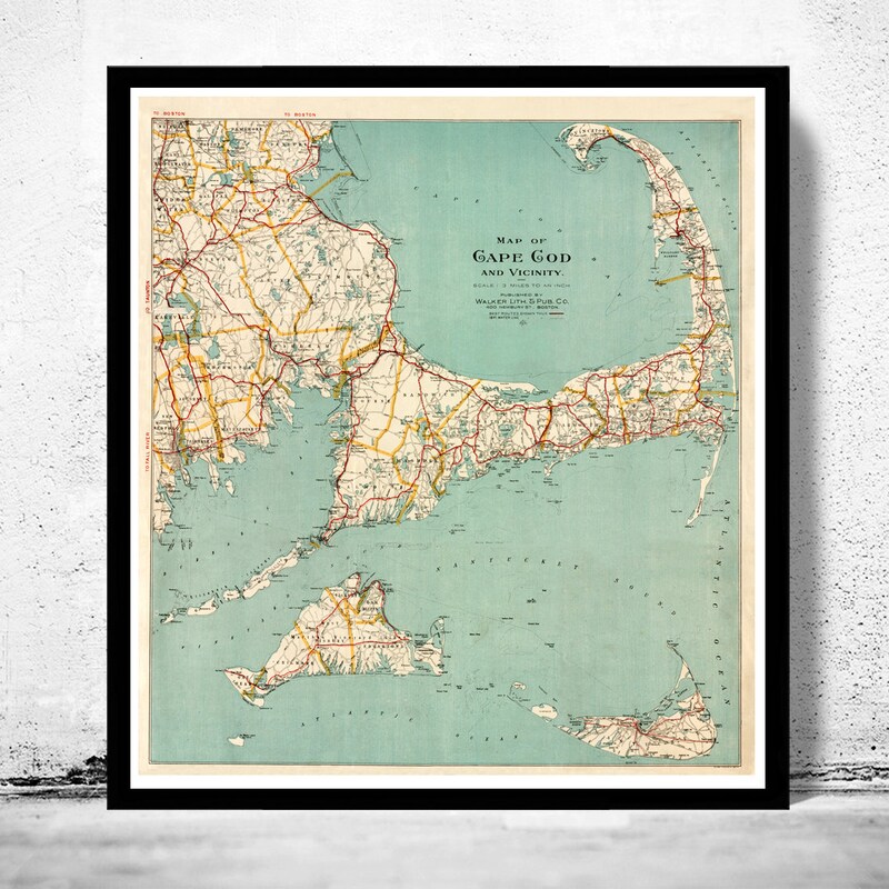 Cape Cod Map Poster - Etsy
