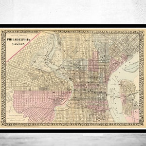 Old Map of Philadelphia 1880 Vintage Map Vintage Poster Wall Art Print ...