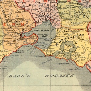 Old Map of Victoria Australia Oceania 1890 Vintage Poster Wall Art ...