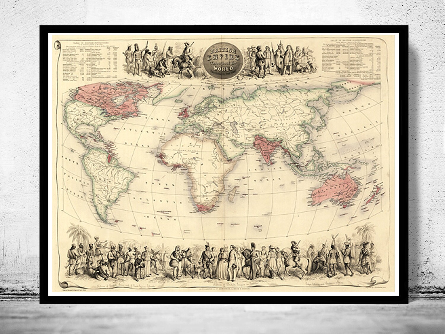 Old World Map Antique Atlas 1850 Vintage Poster Wall Art | Etsy