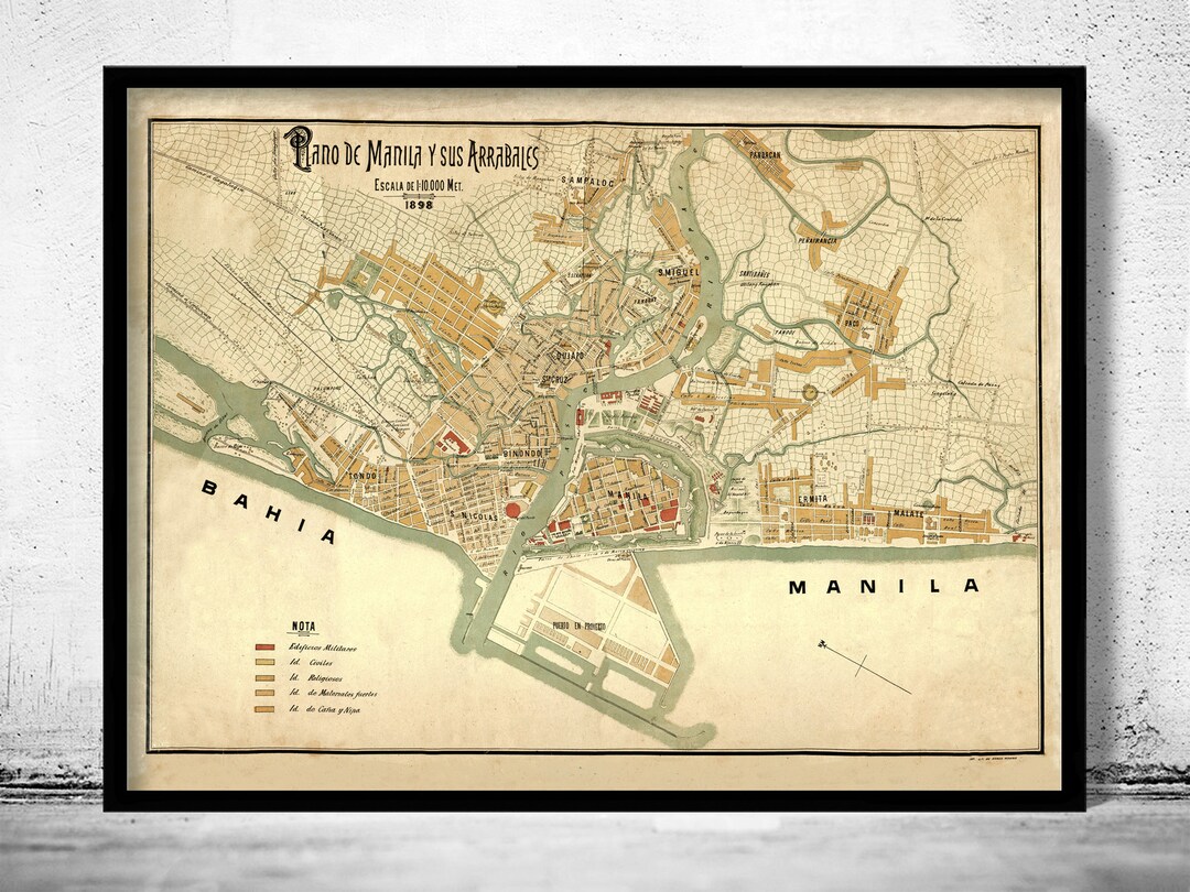 Old Map of Manila Philippines 1898 Vintage Map Vintage Poster Wall Art ...