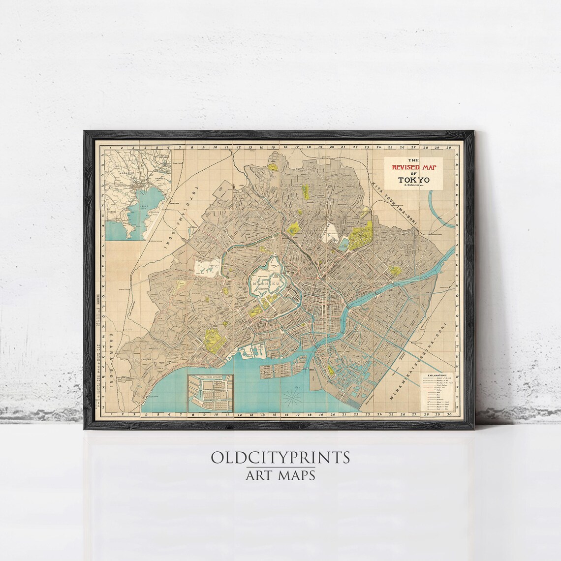 Old Map of Tokyo Japan 1907 Vintage Map | Wall Map Print - Etsy Canada