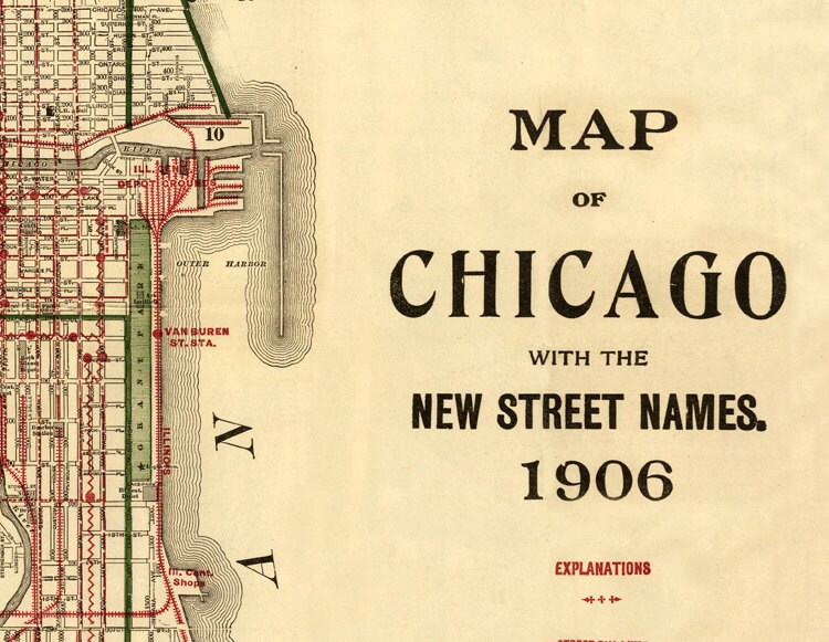 Old Map of Chicago 1906 Vintage Map Vintage Poster Wall Art - Etsy