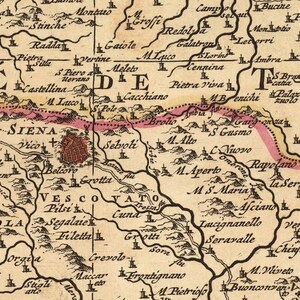 Old Map of Tuscany Toscana Italy 1708 Vintage Map | Vintage Poster Wall ...