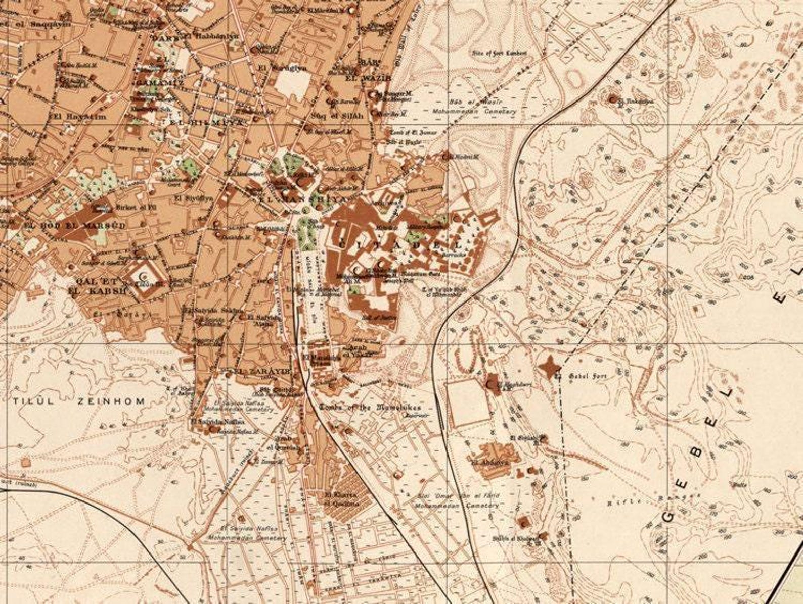 Old Map of Cairo Egypt 1920 | Wall Map Print - Etsy Canada